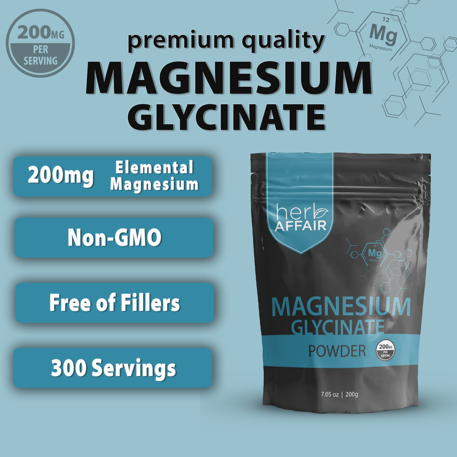Premium Magnesium Glycinate Powder | Pure Magnesium Supplement – Herb ...
